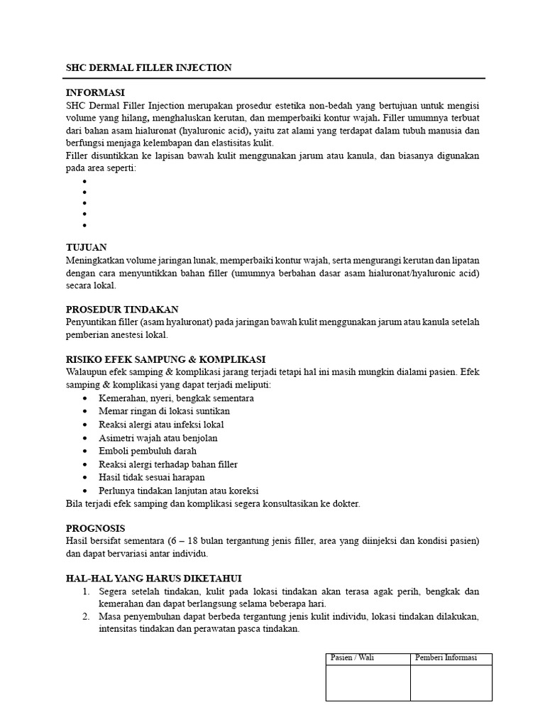 SHC Dermal Filler Injection | PDF