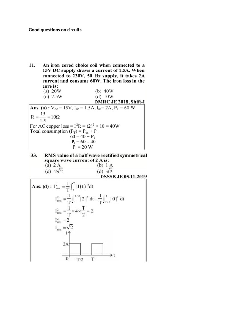 Good Questions On Circuits | PDF