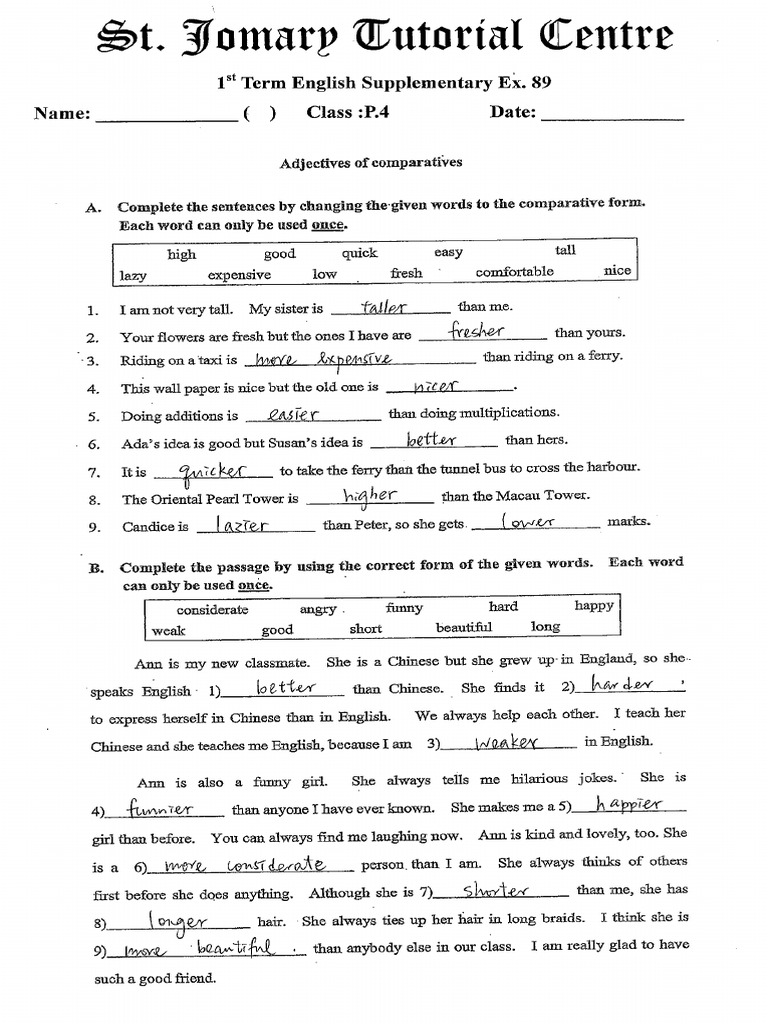 P.4 English Ex. 89 - 110 Key | PDF