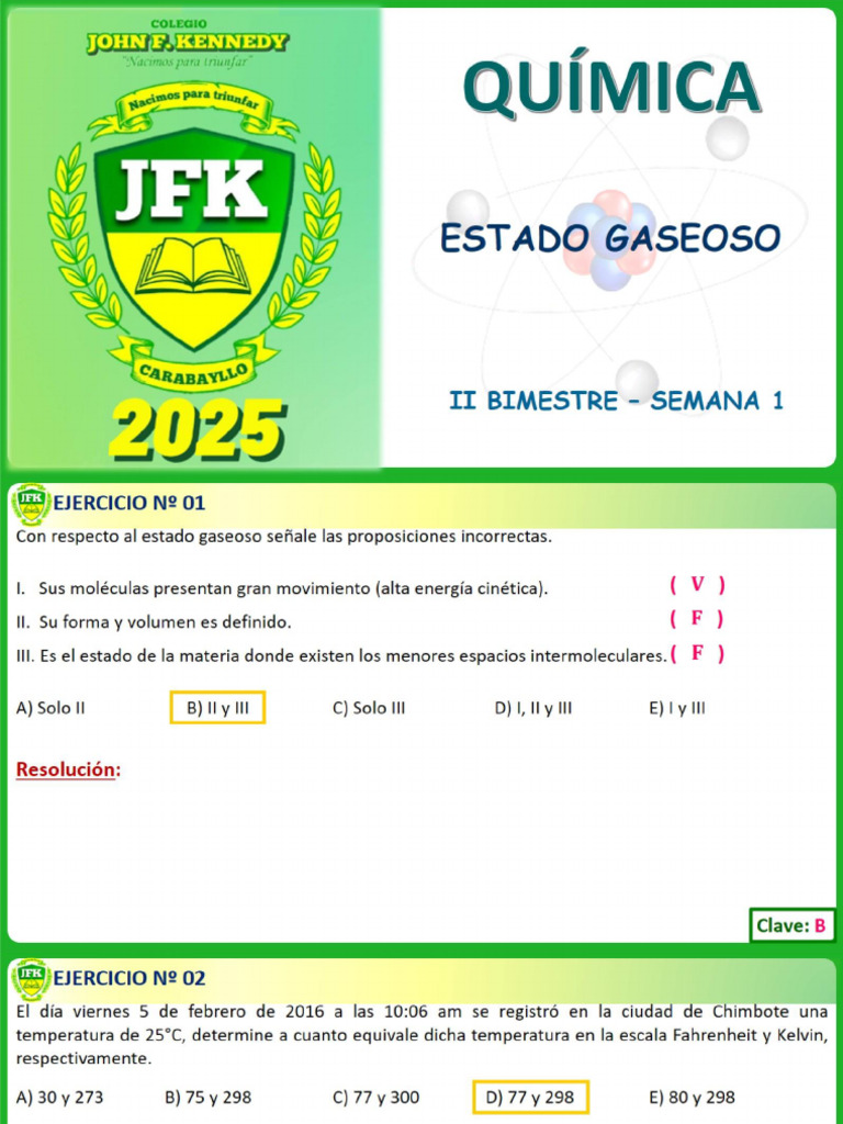 Semana 1 - Estado Gaseoso (Ejercicios Resueltos) | PDF