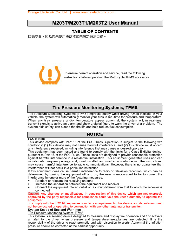 Orange m203 (Product Manual) | PDF | Electromagnetic Interference | Radio