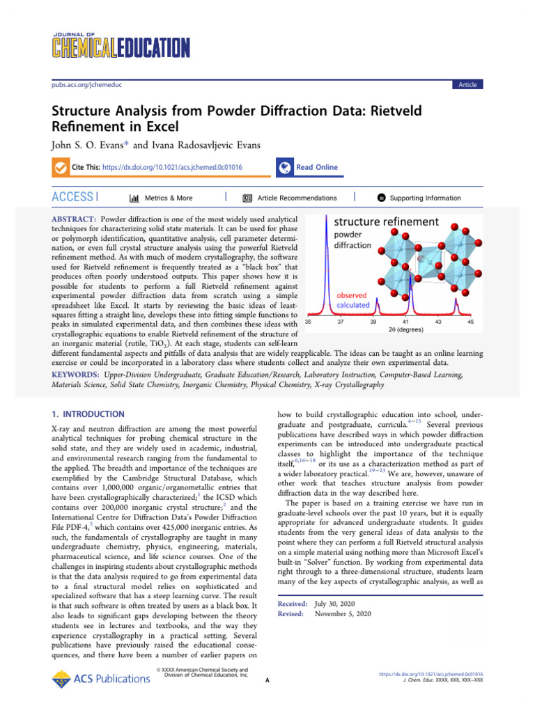 2020 Structure Analysis From Powder Diffraction Data-Rietveld ...