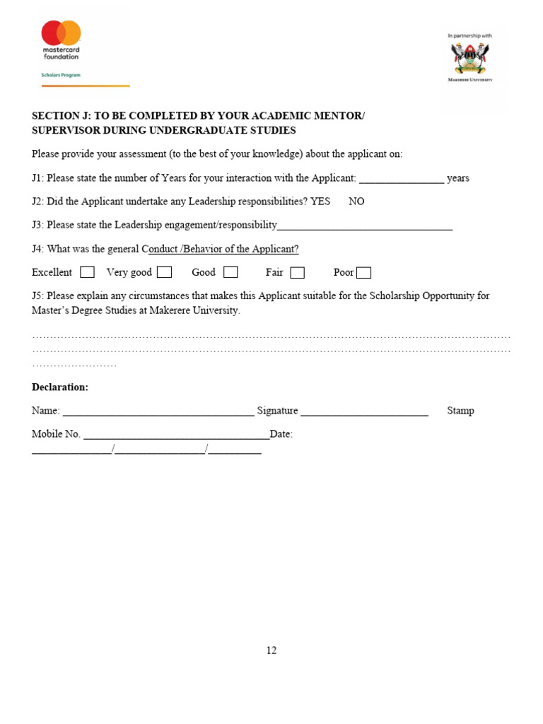 Supervisor Assessment Form 2025 | PDF