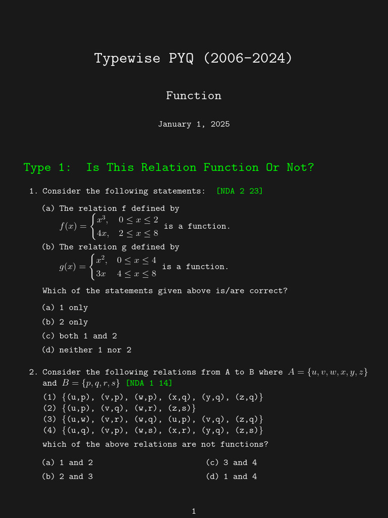 Classwise Topicwise FXN Ques | PDF | Function (Mathematics) | Polynomial
