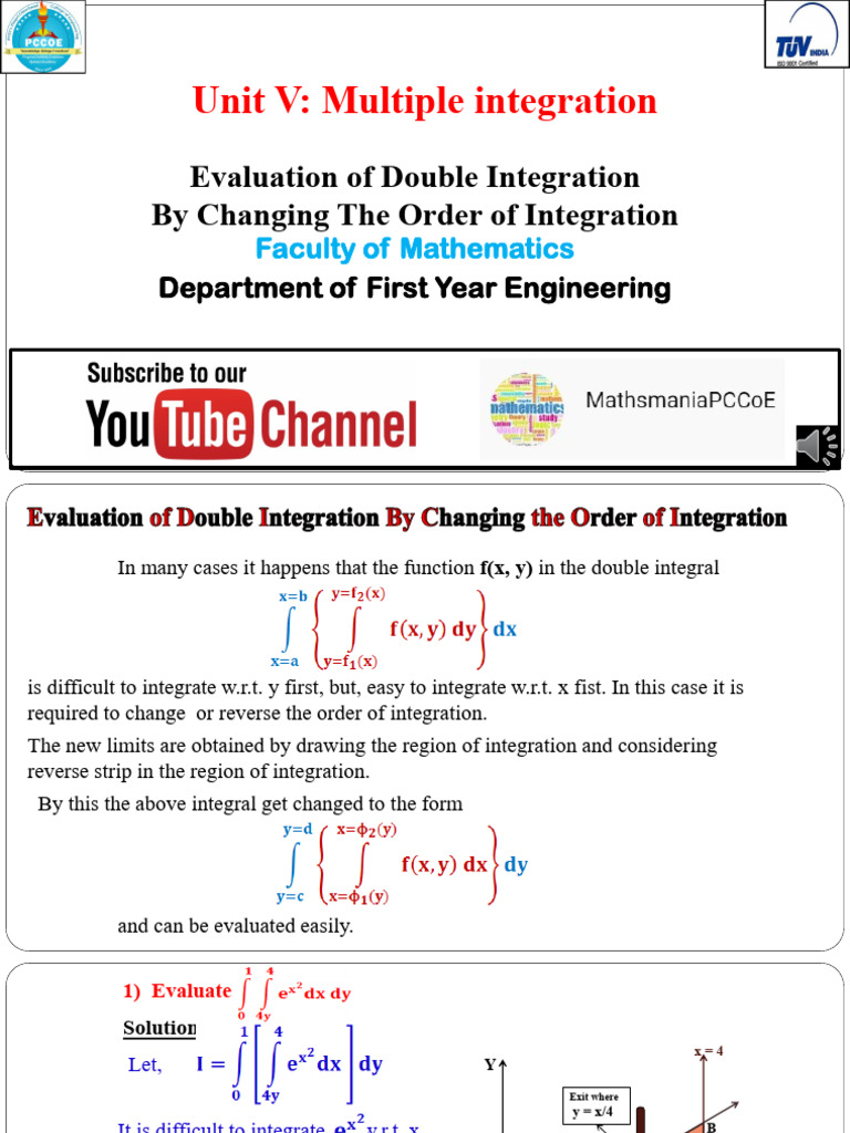 Change of Order in Double Integration | PDF | Integral | Mathematics