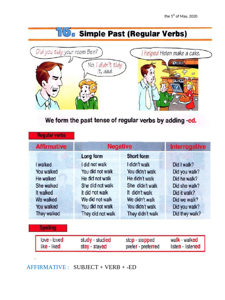 Past Simple Regular Verbs | PDF