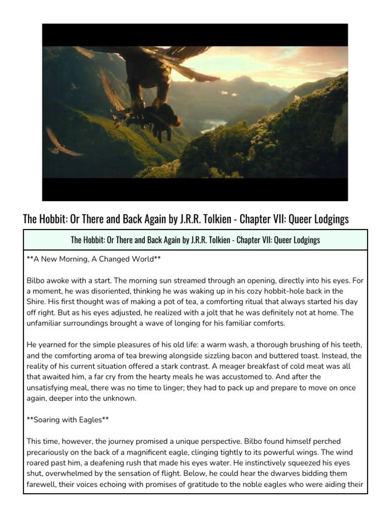 The Hobbit - or There and Back Again by J.R.R. Tolkien - Chapter VII ...