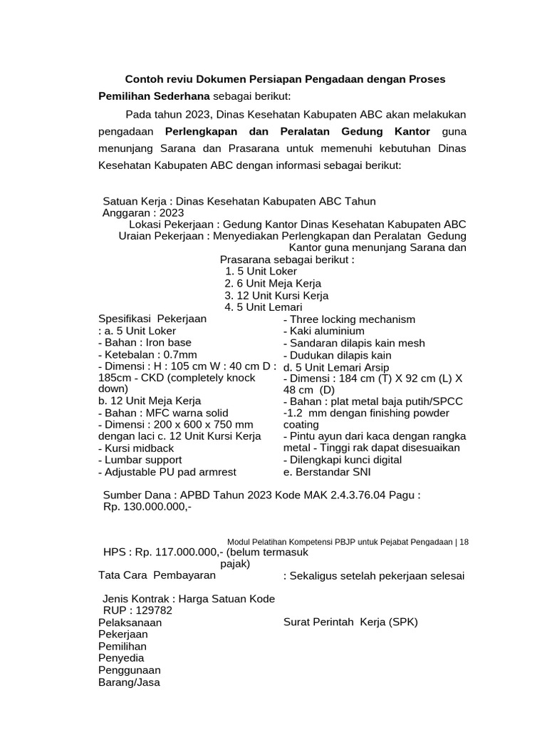 Reviu Dokumen Pengadaan Dinas Kesehatan | PDF