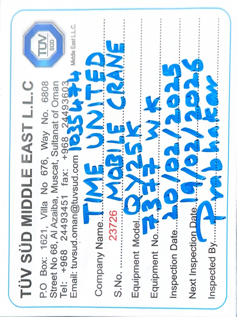 Crane Inspection Sticker | PDF