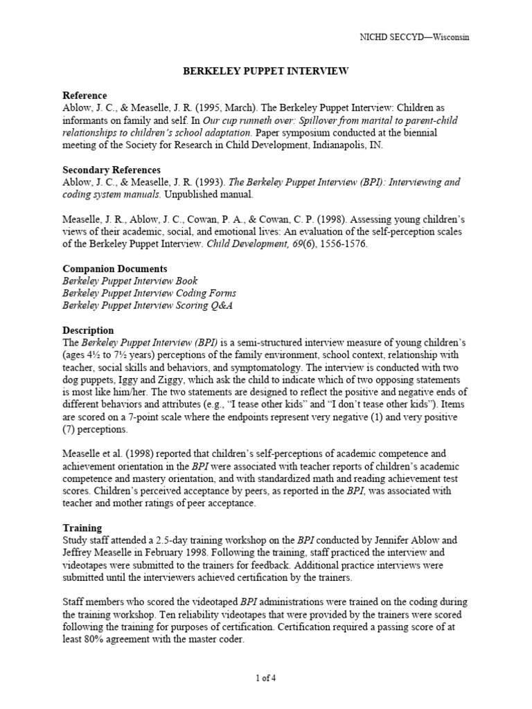Berkeley Puppet Interview ID | PDF | Sibling | Cognition