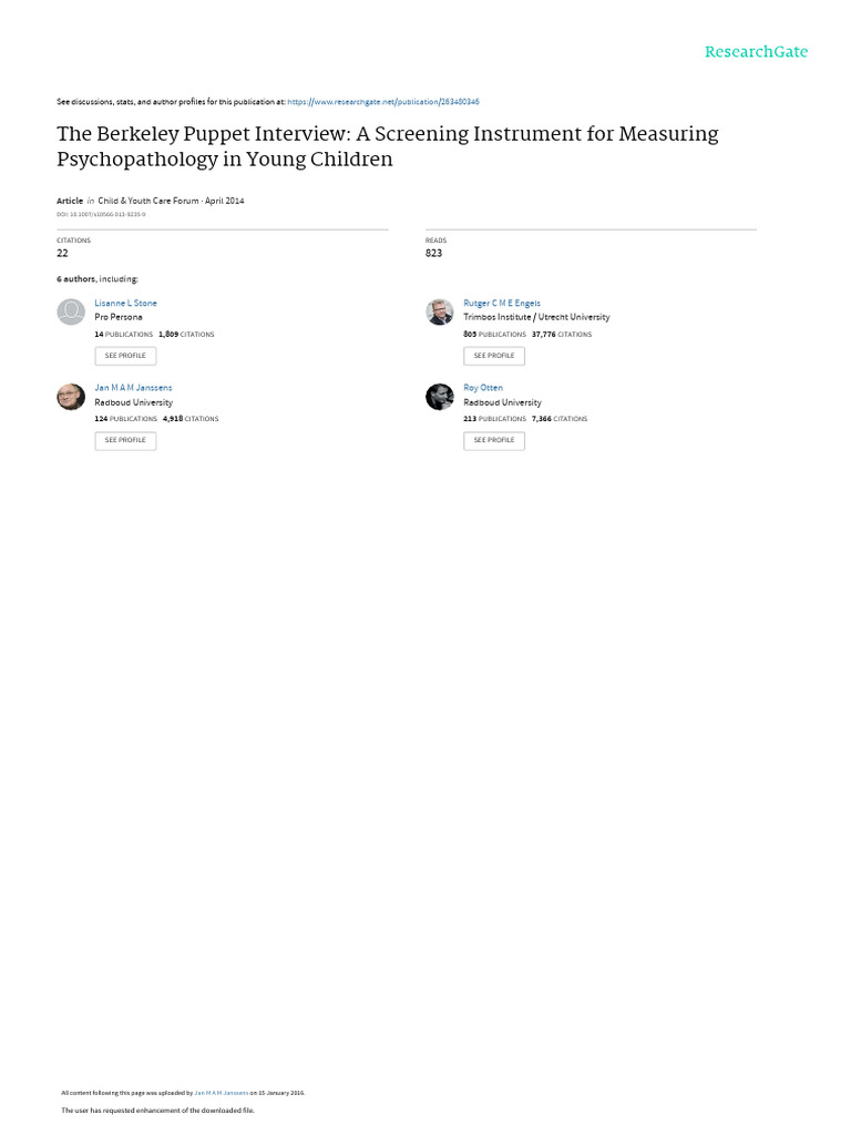 The Berkeley Puppet Interview A Screening Instrume | PDF