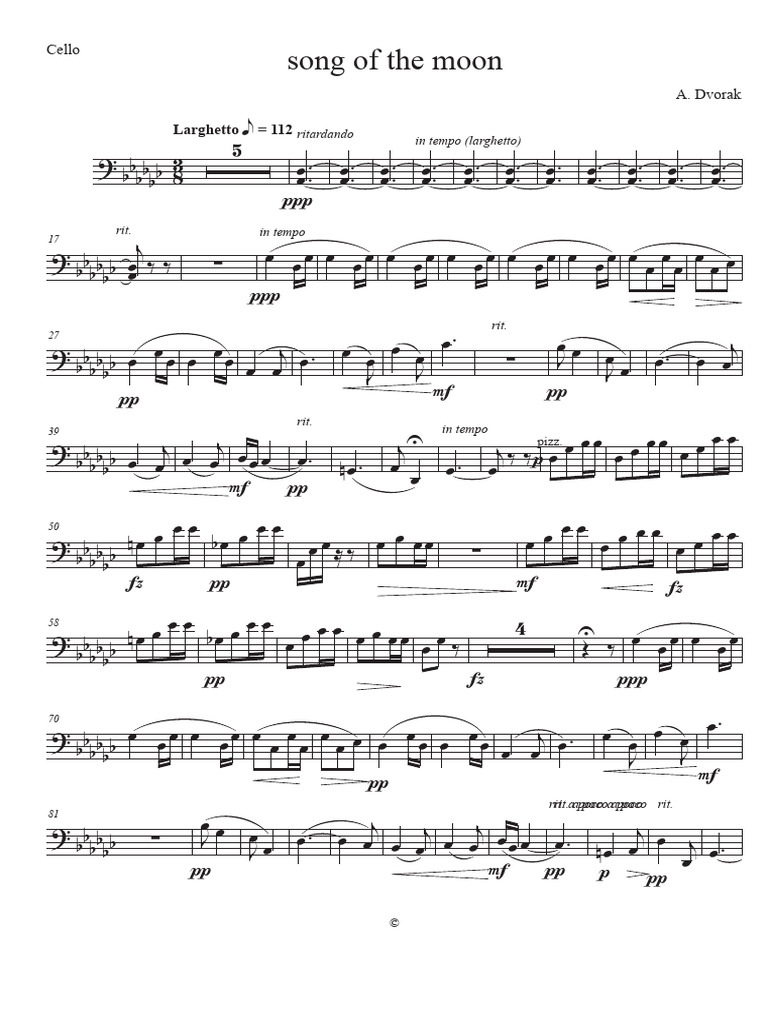 Dvorak's "Song of the Moon" Cello Score | PDF | Musical Forms ...