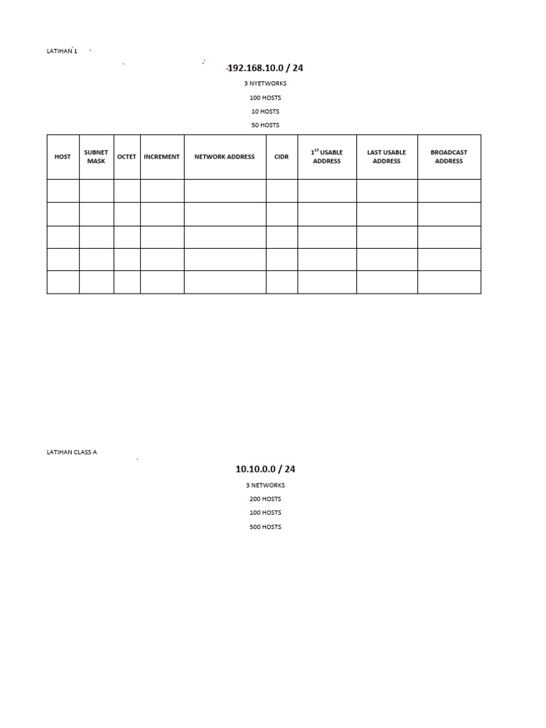 VLSM Exercises and Subnetting Practice | PDF