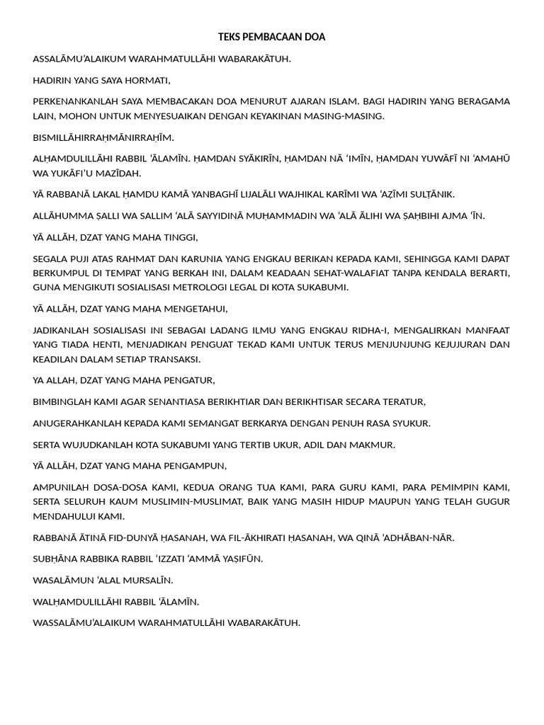 Teks Pembacaan Doa | PDF