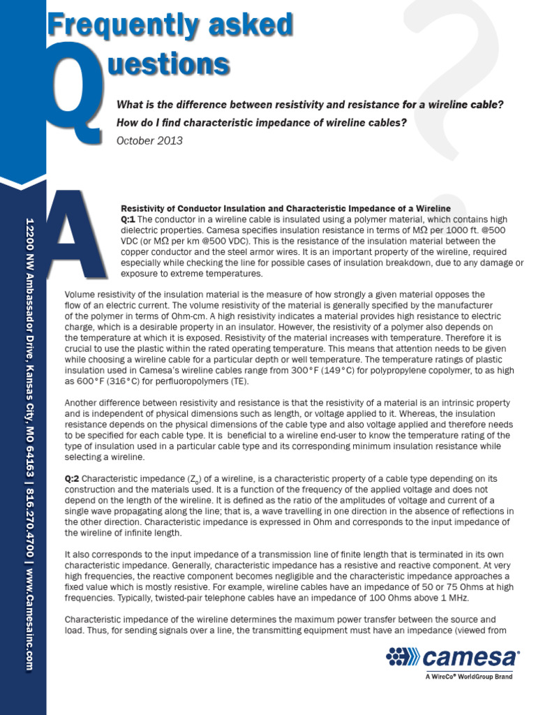 Camesa FAQ Oct2013-Updated111513 | PDF | Electrical Impedance ...