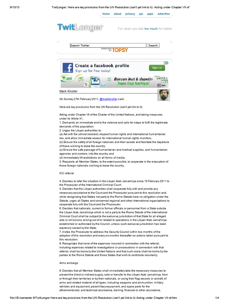 Key Provisions of UN Libya Resolution | PDF | International Criminal ...