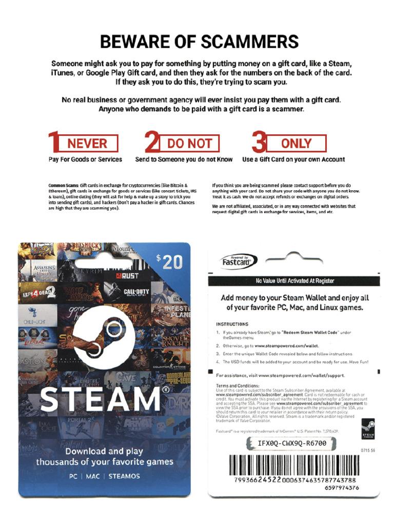 $20 USA Steam Game Card 1 | PDF