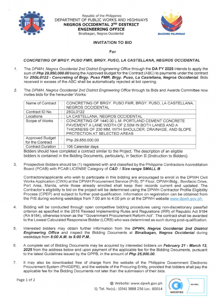 Invitation To Bid | PDF