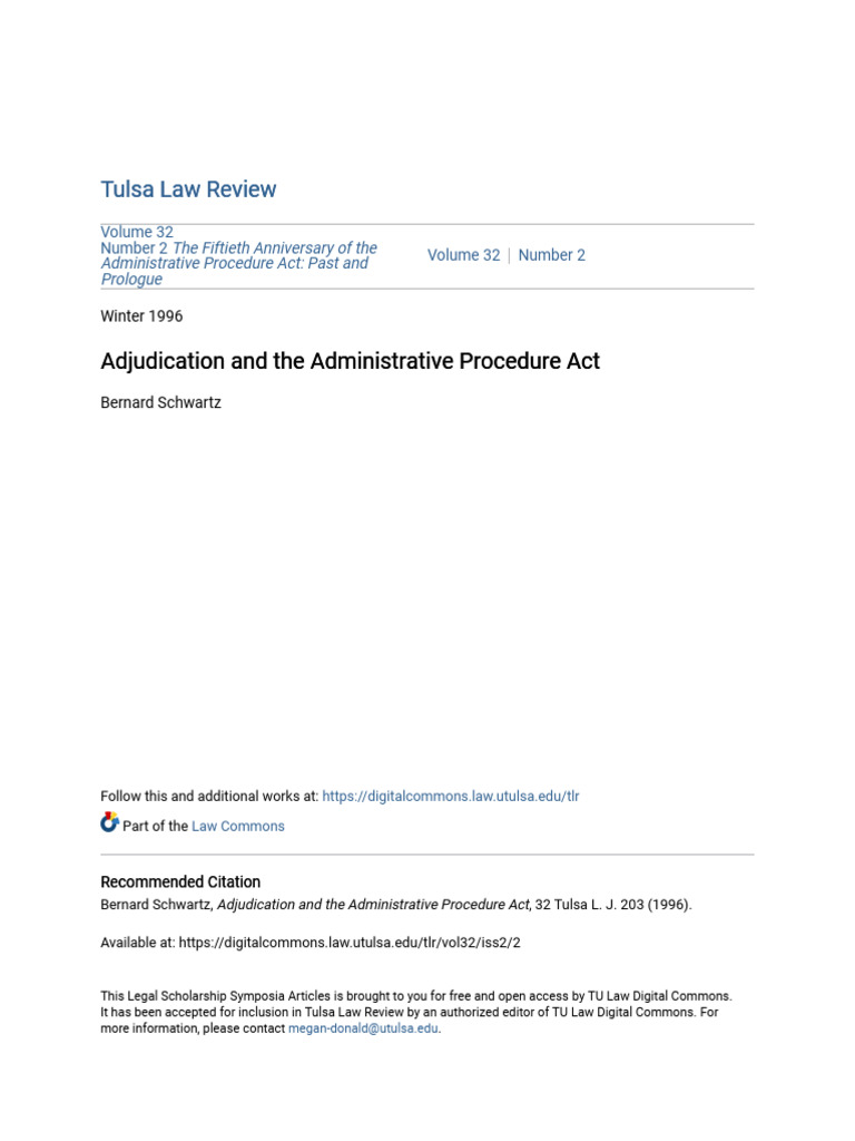Adjudication and The Administrative Procedure Act | PDF ...