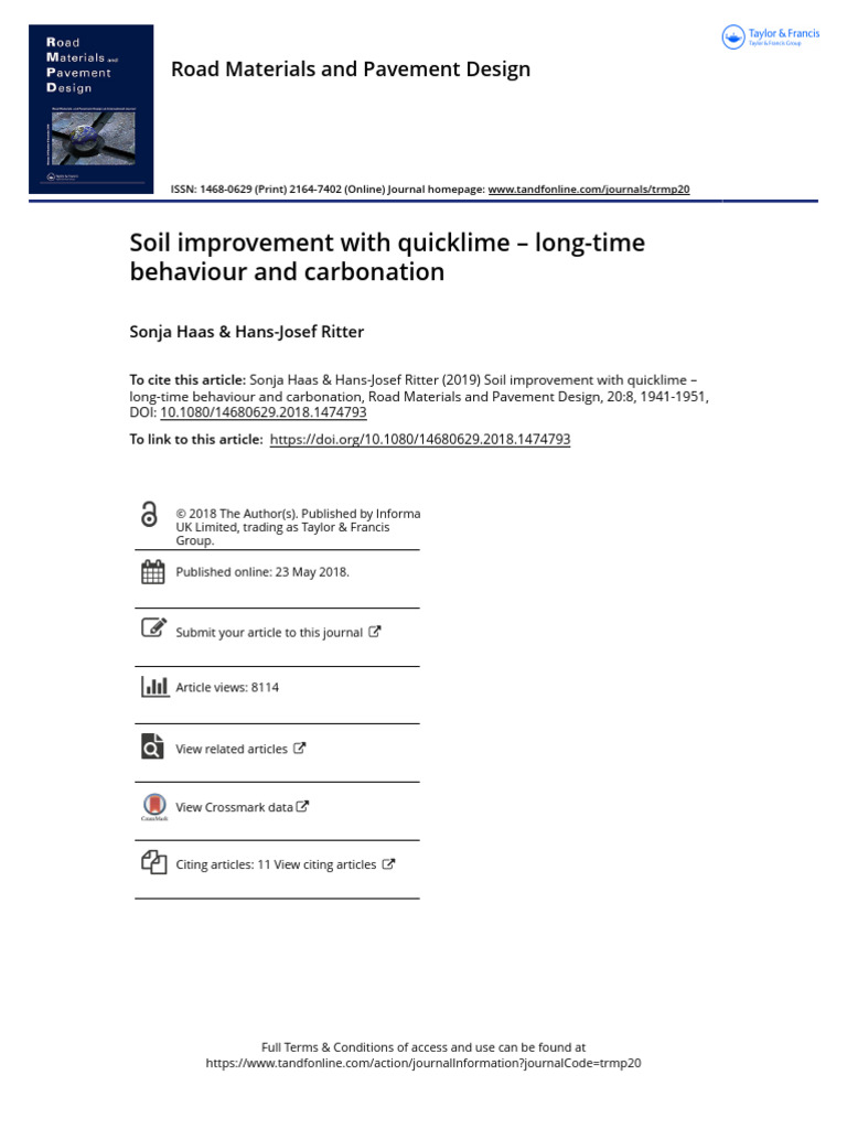 Long-Term Carbonation of Quicklime Soil | PDF | Lime (Material) | Soil