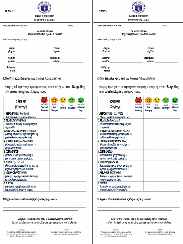 Citizens' Charter Survey Form | PDF