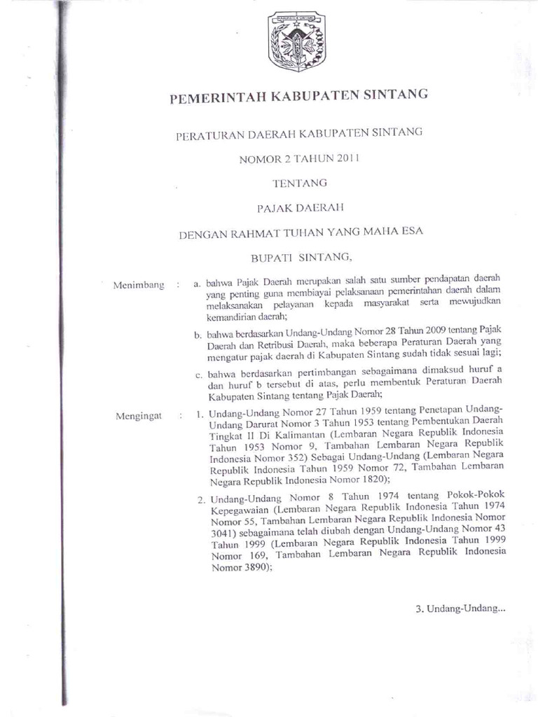 Perda 2 Tahun 2011 Tentang Pajak Daerah | PDF