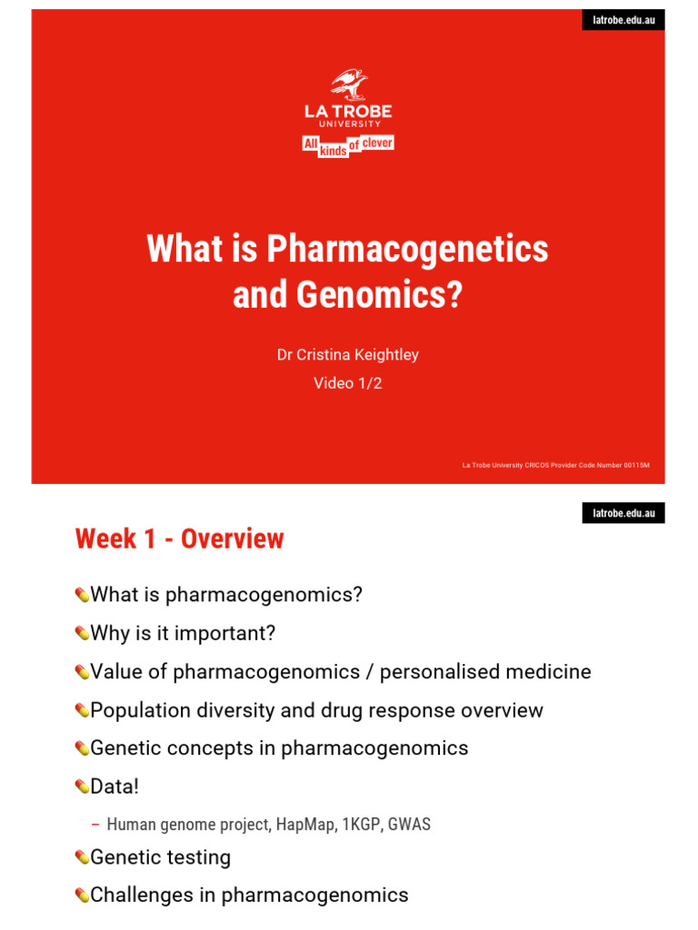PHA2PGB Topic1 Video 1 2 Overview What Is PGX Slides MCK | PDF | Pharmacogenomics | Genetics