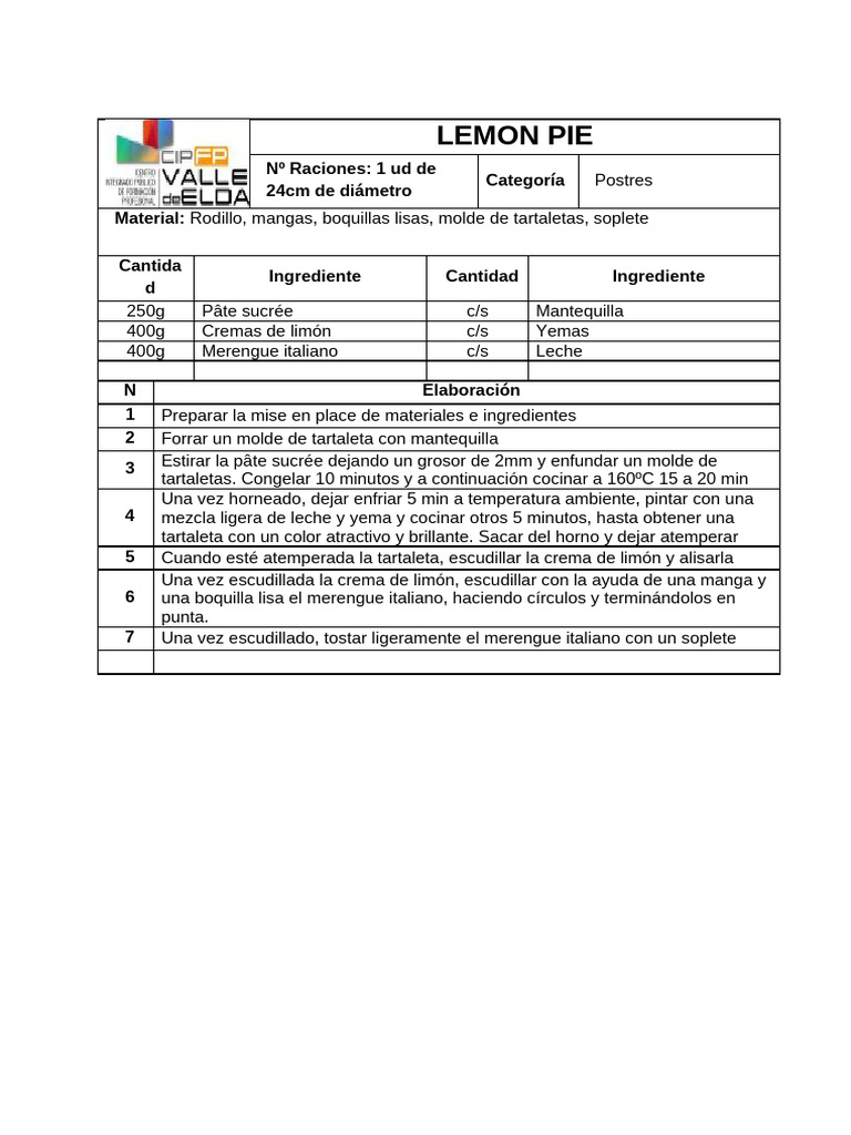 Lemon Pie | PDF | Merengue | Postres