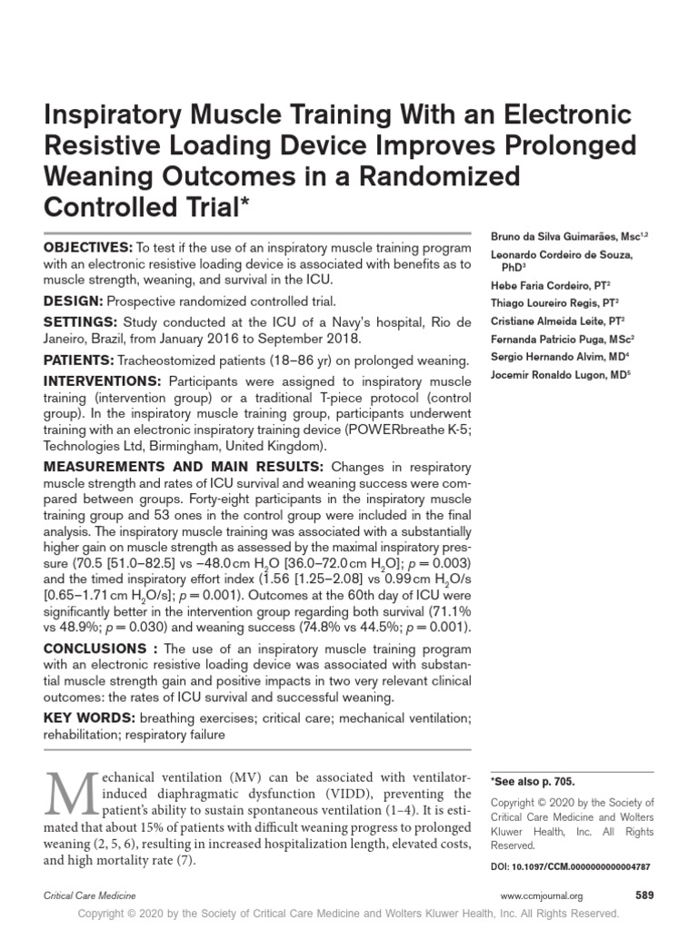Inspiratory Muscle Training With An Electronic.4 | PDF | Intensive Care ...