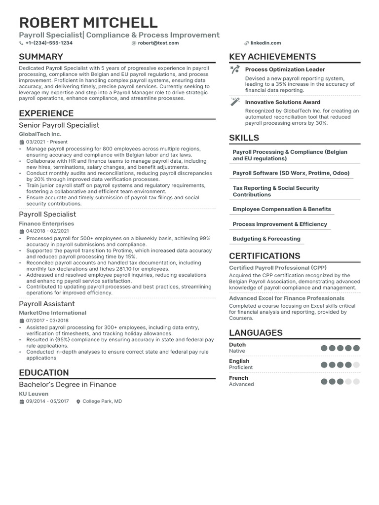 Recruitment - Robert Resume | PDF | Payroll | Regulatory Compliance