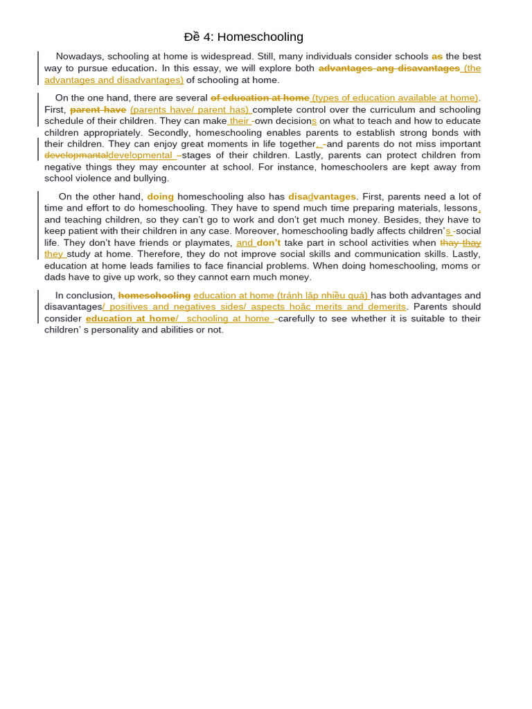 Đề 4 Homeschooling | PDF