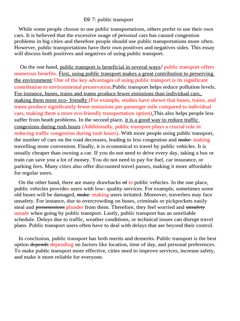 Pros and Cons of Public Transport | PDF | Public Transport | Transport