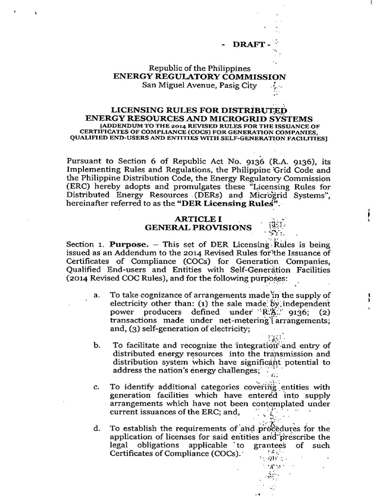 DER Licensing Rules for Microgrids | PDF | Electric Power | Electricity