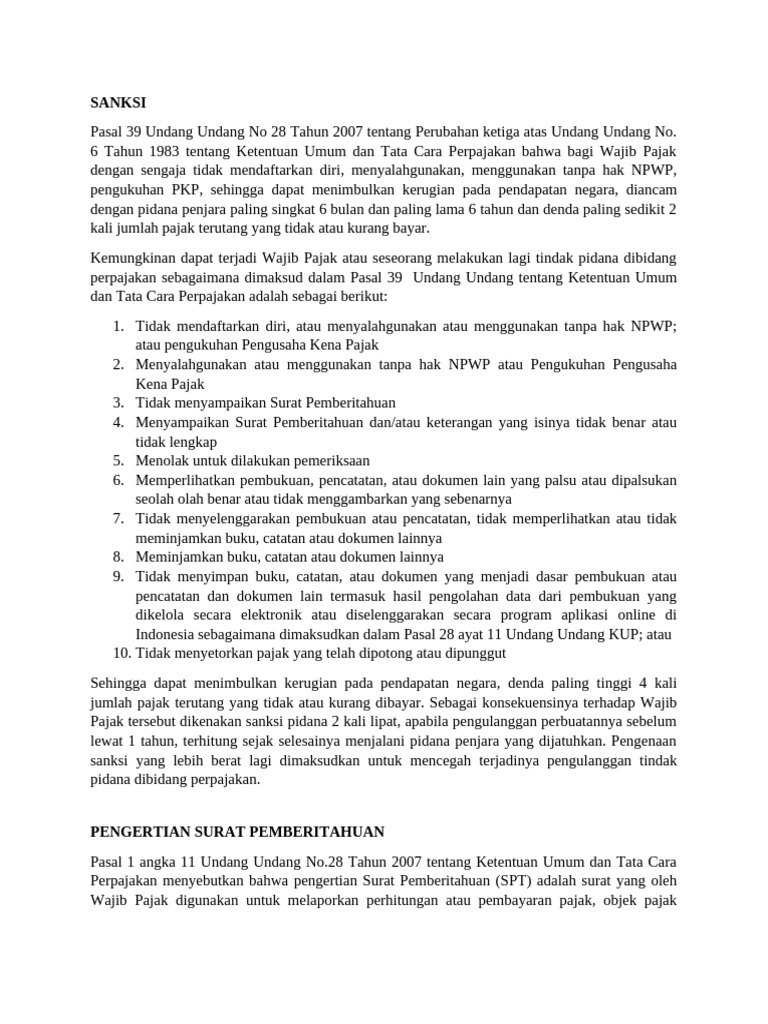 Bab 2 (Sanksi-Penyampaian SPT) | PDF