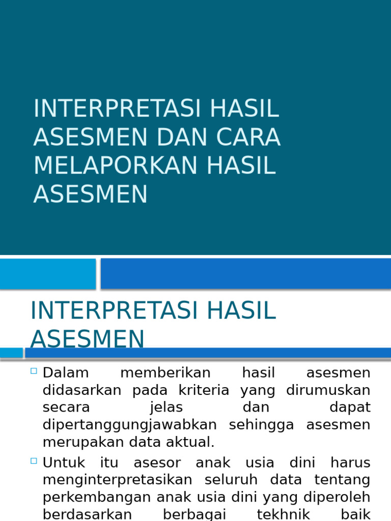 12 - Interpretasi Hasil Asesmen Dan Cara Melaporkan Hasil Asesmen | PDF