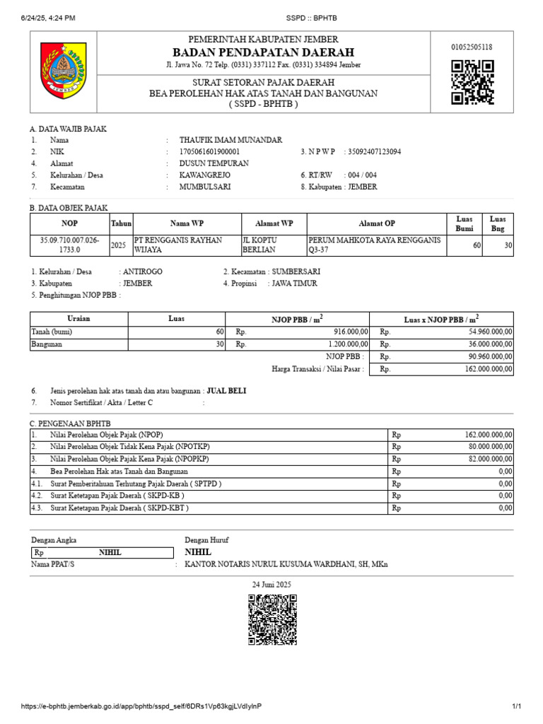 SSPD - Bphtb-Thaufik Imam Munandar | PDF