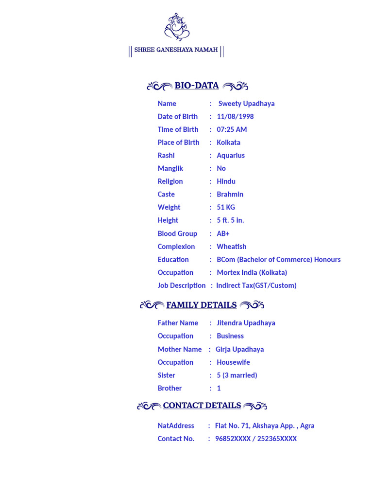 Marriage Bio Data | PDF