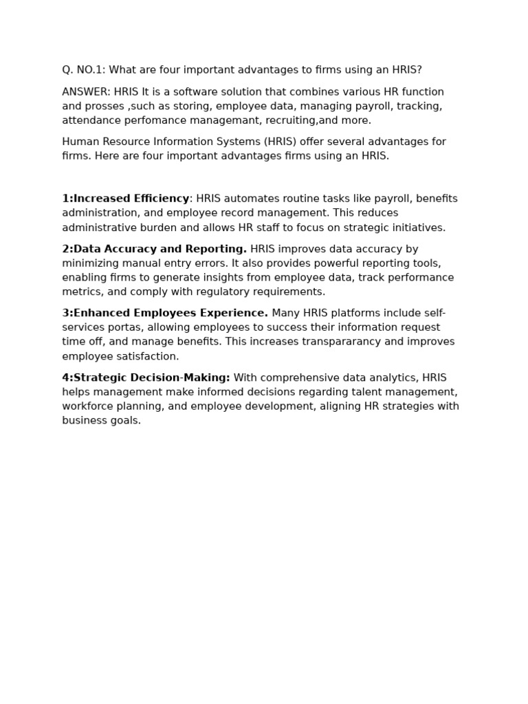 Advantages of HRIS for Firms | PDF