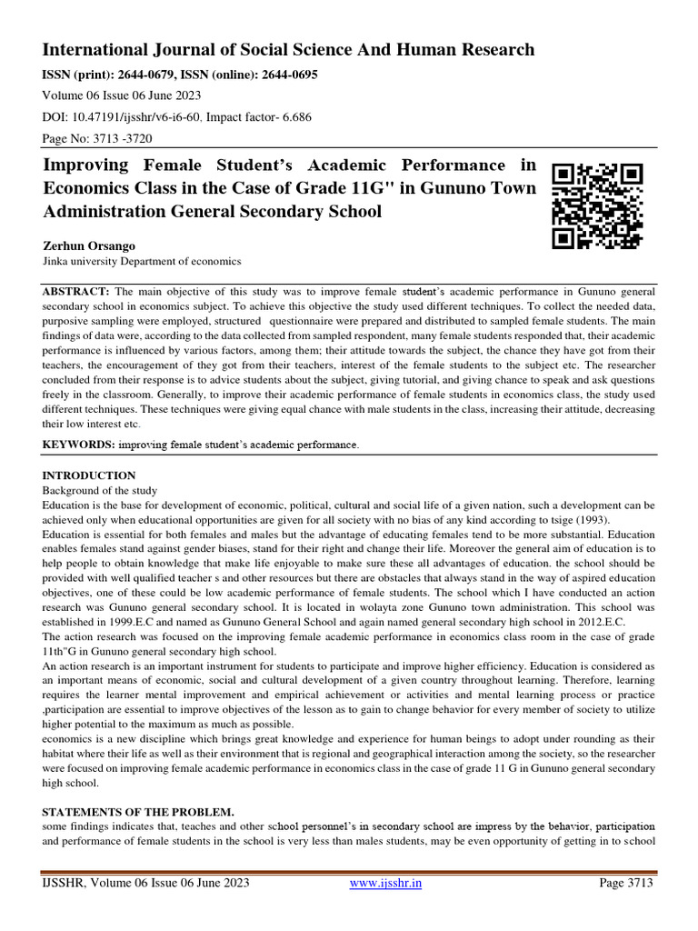 Enhancing Female Students' Economics Performance | PDF | Teachers ...