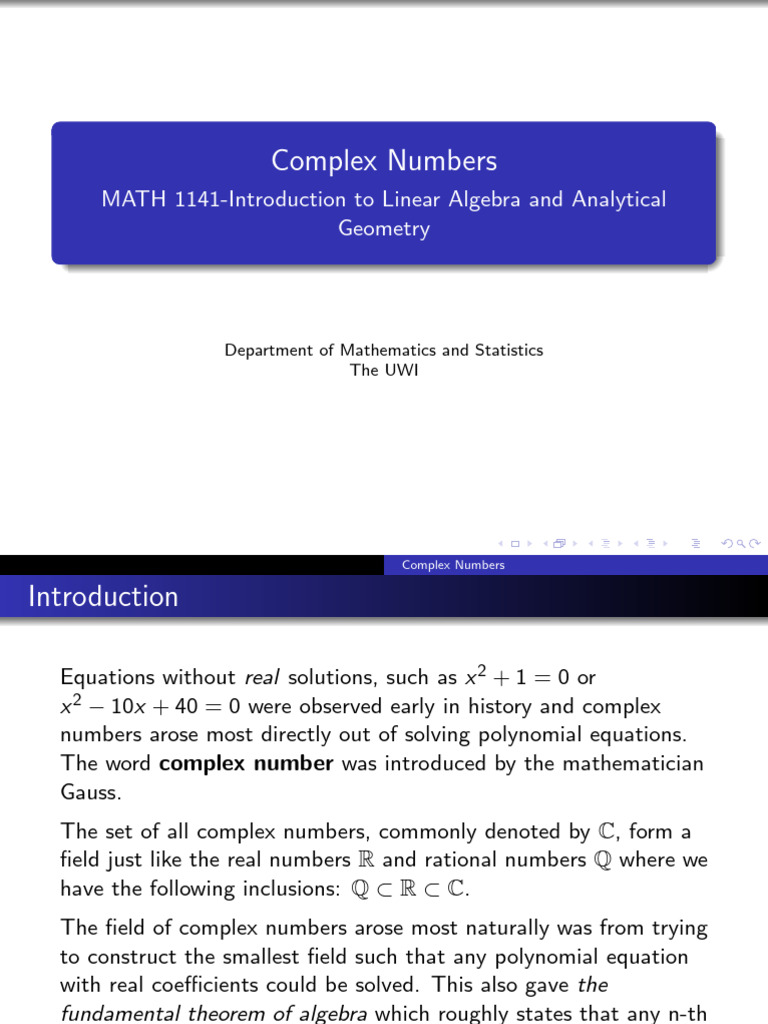 Real and Imaginary Parts of z = -5 + 2i | PDF | Complex Number | Numbers