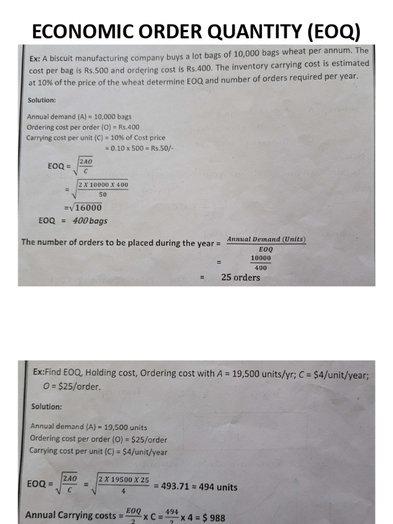 EOQ Problems | PDF