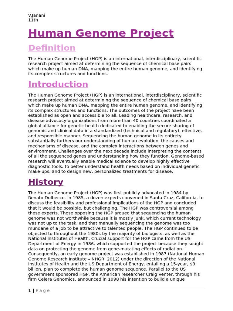 Human Genome Project - Bio | PDF | Human Genome | Genome