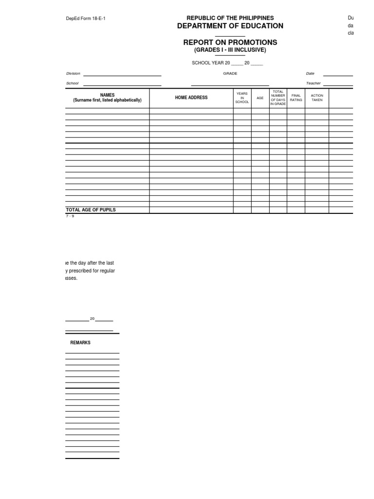 DepEd Form 18-E-1 | PDF | Learning | Schools
