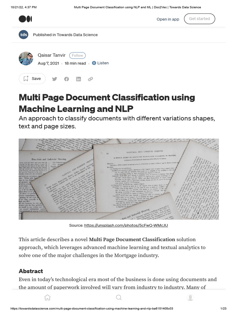 Multi Page Document Classification Using NLP and ML - Doc2Vec - Towards ...