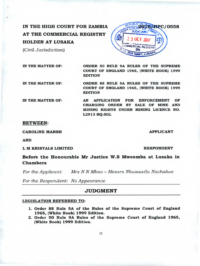 Caroline Marsh V LM Kristals LTD (HPC 558 of 2016) | PDF | Judgment ...