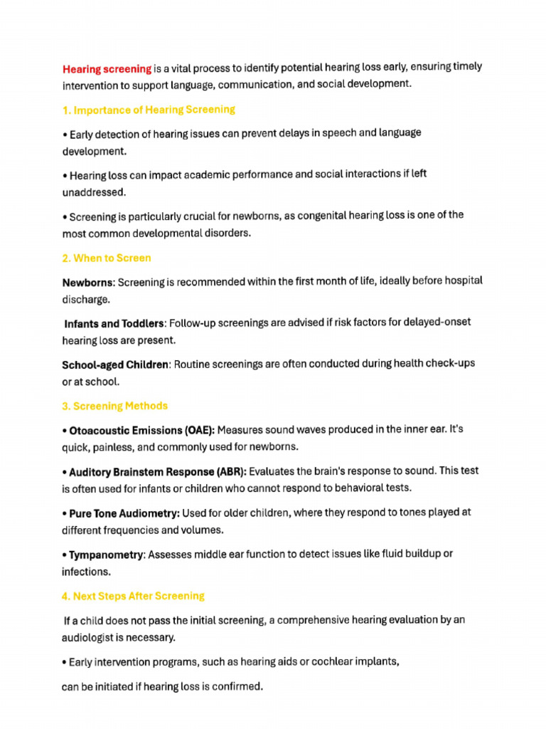 Hearing Screening | PDF