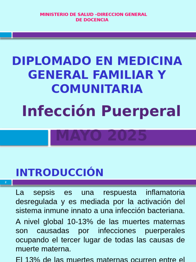 PPT# 3 Infecccion Puerperal | PDF | Septicemia | Periodo posparto