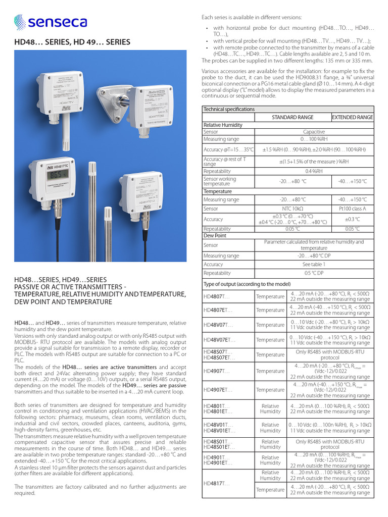 DeltaOHM HD48 HD49 Datasheet ENG | PDF | Electronics | Computer Engineering