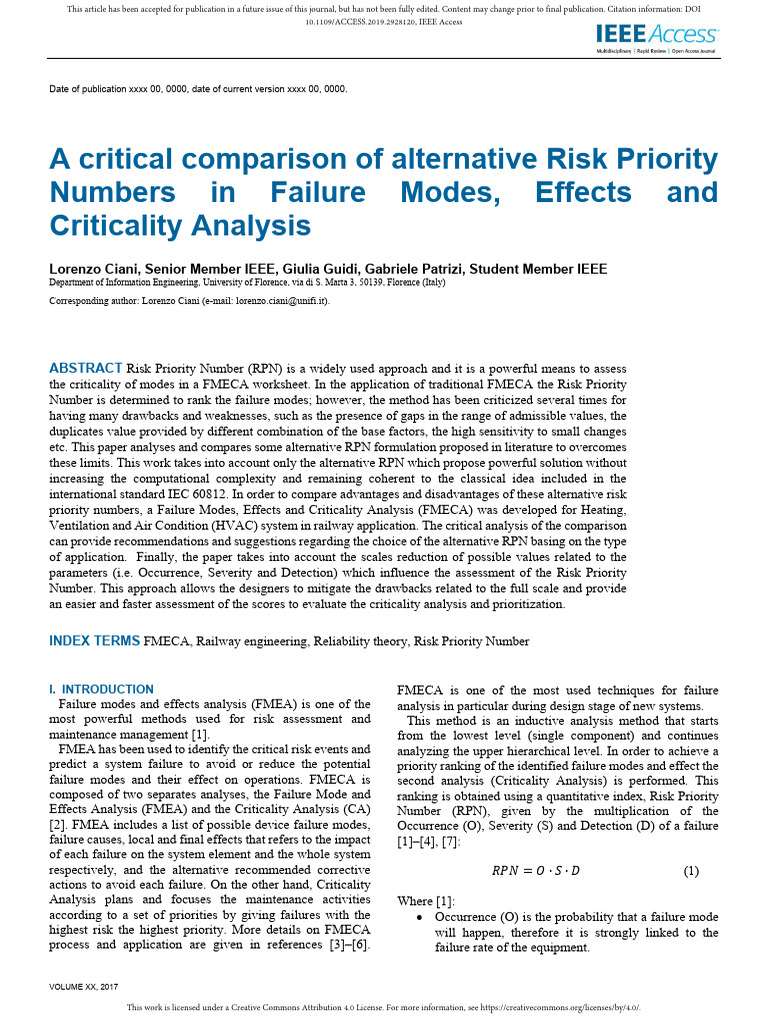 A Critical Comparison of Alternative Risk Priority | PDF | Fuzzy Logic