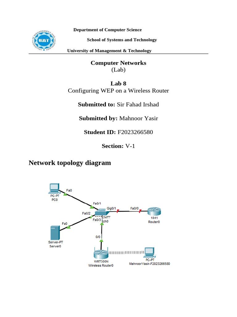 Lab 8 Configuring WEP On A Wireless Router 580 | PDF